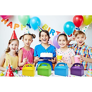 The Dreidel Company Gable Treat Boxes, (24-Pack) Party Favor Boxes for Kids Birthday, Candy Boxes Party Favors, Weddings Events, Baby Shower, 6.25" x 3.5" x 3.5" Inch Box (Multi-Color Treat Box)