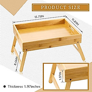 3 Pack Lap Tray for Eating Bamboo Breakfast Tray Bed Trays with Handles and Foldable Legs Bed Table Tray for Bed Eating Snack Working As Laptop Desk