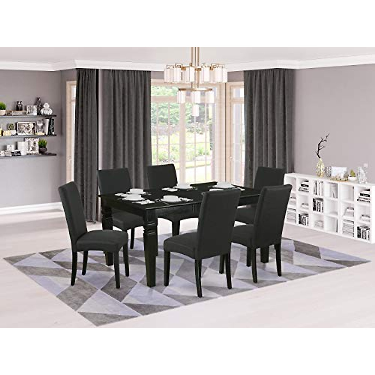 East West Furniture WEDR7-BLK-24 Dining Set