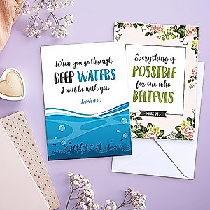 Scripture Cards - Set of 48 Boxed Bible Verse Blank Note Cards with Envelopes - Christian Greeting Cards/Inspirational Prayer Cards, 6 Designs. Christian Stationary with Bible Verses