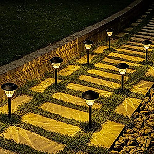 SOLPEX Solar Pathway Lights Outdoor, 6 Pack Solar Powered Garden Lights, Automatic Glass Metal Waterproof Solar Landscape Lights for Landscape, Lawn, Pathway, Walkway and Driveway(Warm White)