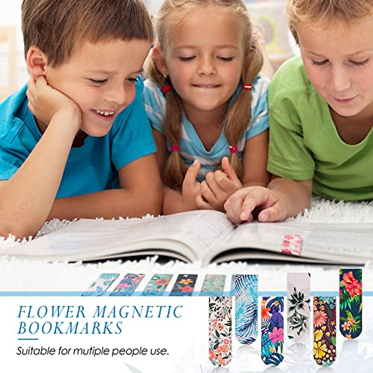 30 Pieces Magnetic Bookmarks Floral Page Clips Flowers and Plants Magnet Page Markers Assorted Book Markers Set for Women Girls Reading School Library Supplies