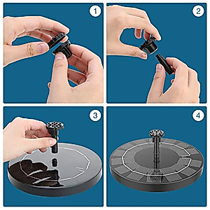 AISITIN 2.5W Solar Bird Bath Fountain Pump, Solar Fountain Pump for Bird Bath with 6 Nozzles, 6.7" Solar Powered Water Fountain Pump for Garden, Ponds, Pool, Fish Tank, Outdoor and Aquarium, 2 Pack