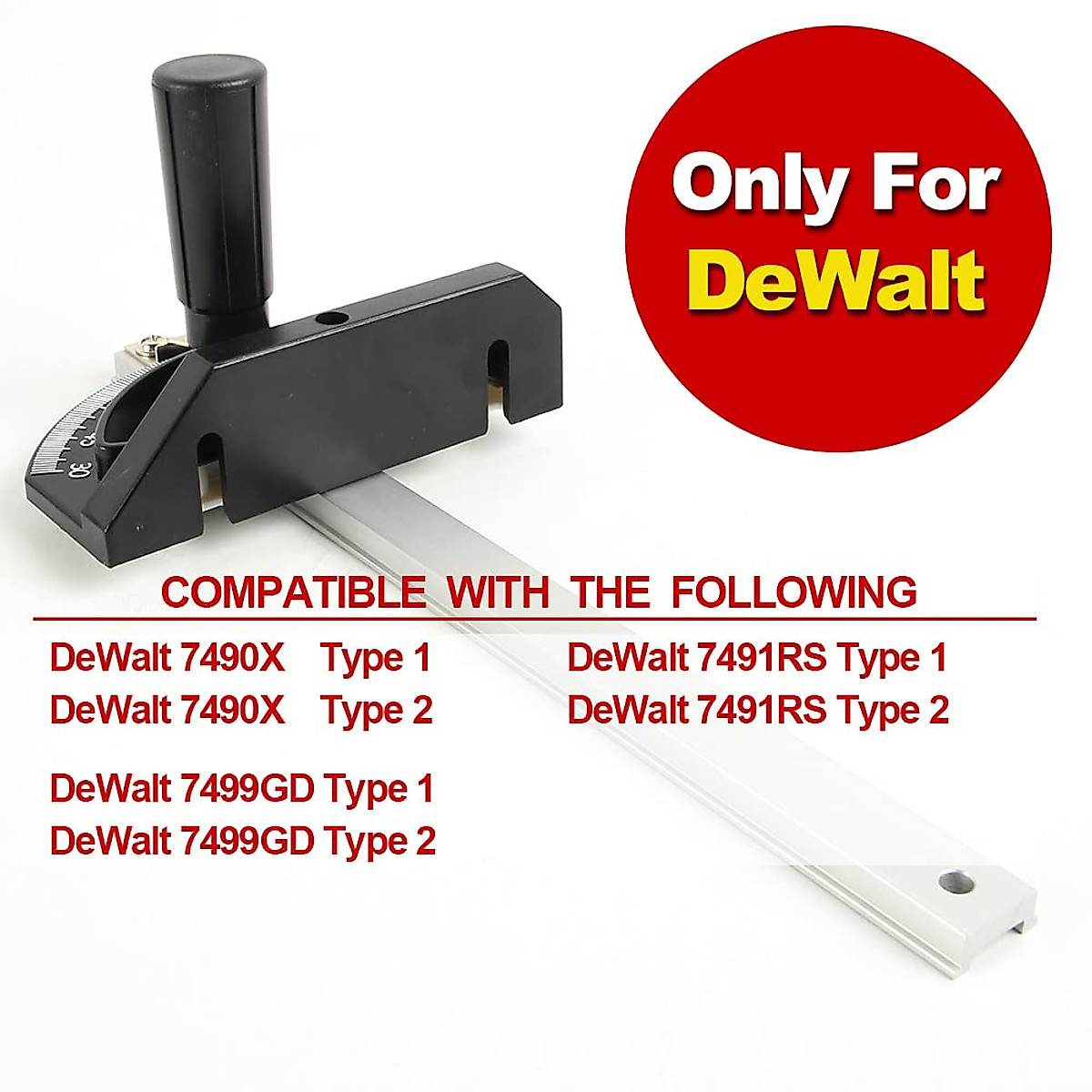 O'SKOOL Replacement Miter Gauge fits DeWalt table saws DWE 7490X Type 1 and Type 2, 7491RS Type 1 and Type 2, 7499GD Type 1and Type 2