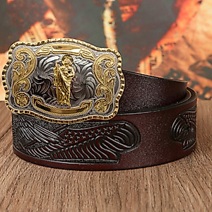 WMG Western St Jude Belt Buckle Gold Silver Saint Jude San Judas Cowboy Buckle Hebilla Vaquero Rodeo