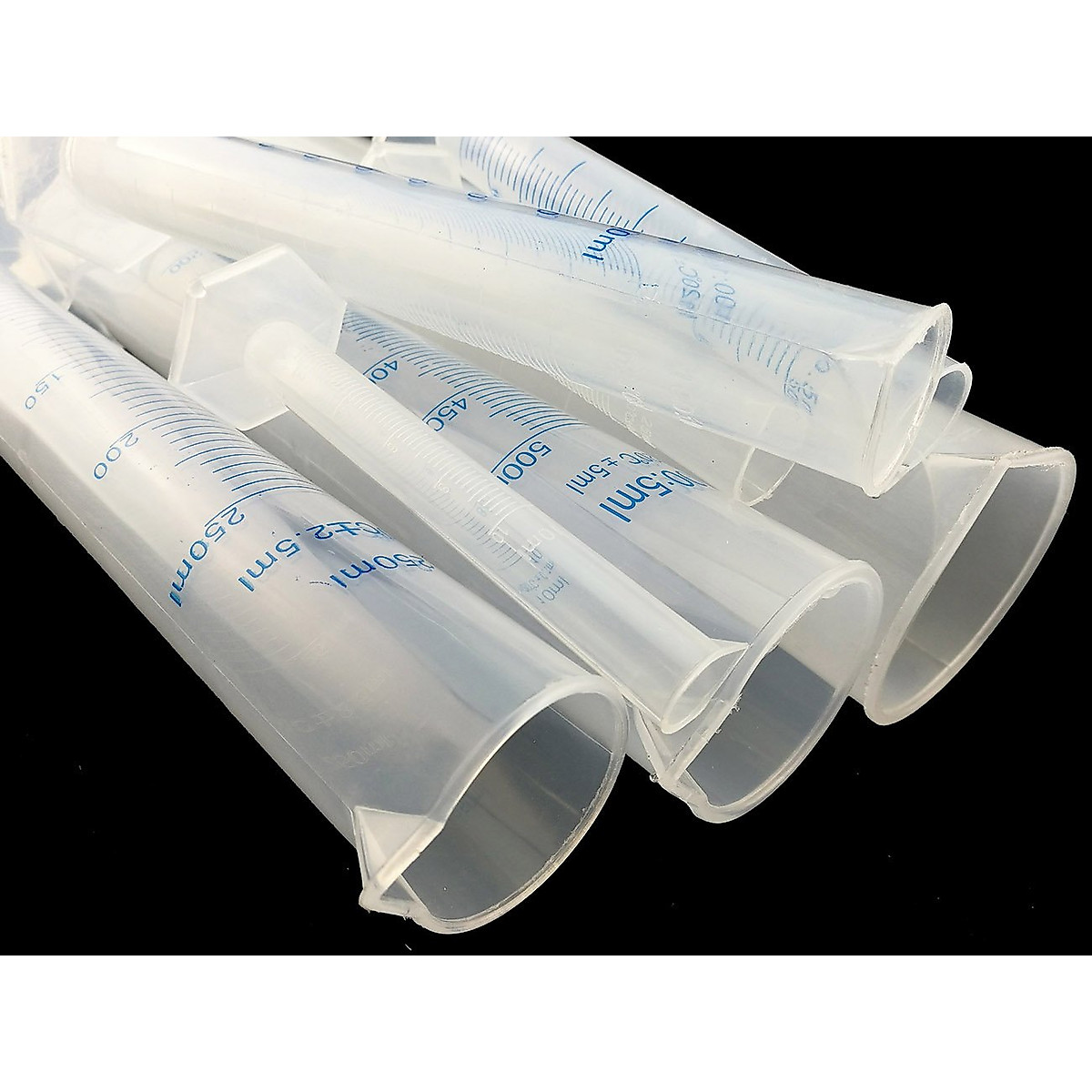 Plastic Transparent Blue Line Liquid Graduated Measuring Cylinder Lab Test Tube 10ml /25ml /50ml /100ml/ 250ml /500ml / 1000ml Pack Of 7