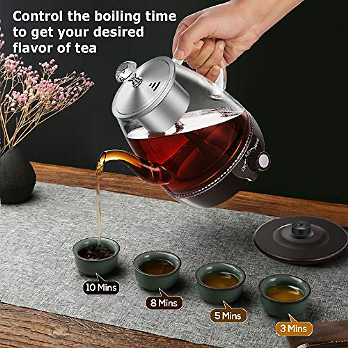 Topwit Electric Kettle, Electric Tea Kettle with Automatic Sprinkling for Tea-brewing, Keep Warm and Dual Modes Electric Tea Maker, 1L Pour Over Teapot & Hot Water Kettle with Stainless Steel Infuser