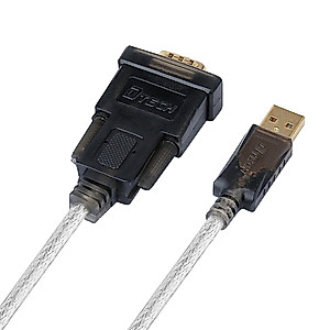 DTech Serial Cable to USB Adapter DB9 Male RS232 Port Supports Windows 11 10 8 7 Mac (6 Feet, PL2303)