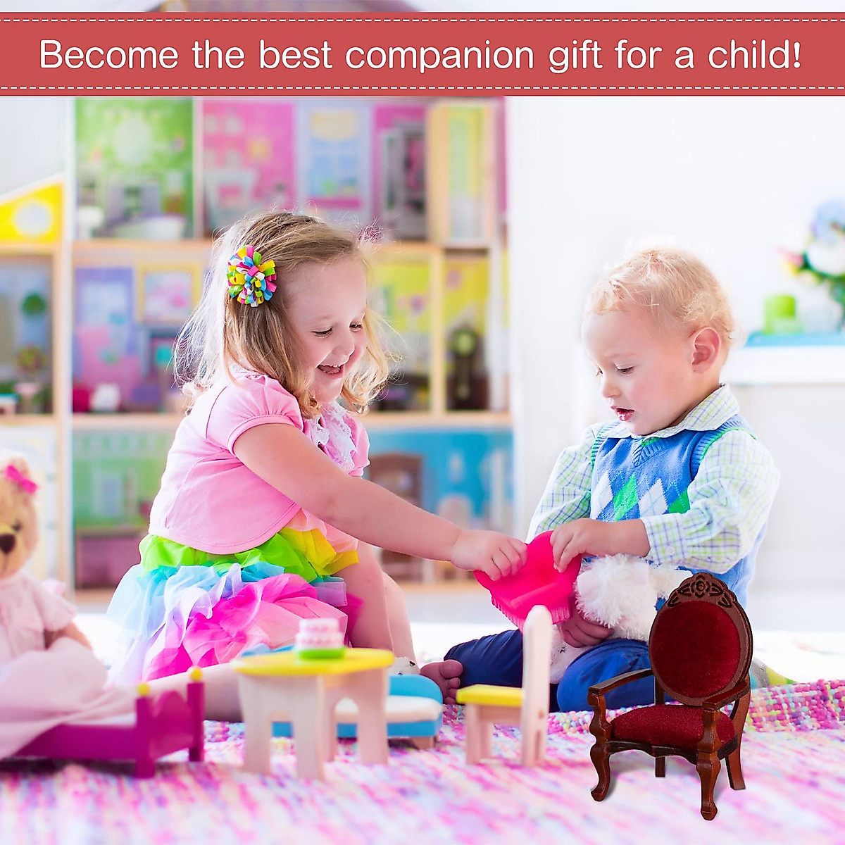 2 Pieces Miniature Dollhouse Chair 1:12 Miniature Victorian Furniture Dollhouse Chair Wooden Carved Single Sofa Chairs Vintage Armchairs