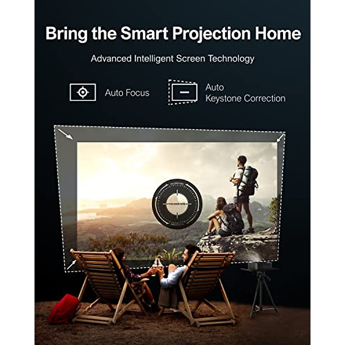 Ultimea Smart Projector with Auto Focus&Auto Keystone, Native 1080P Projector 700ANSI 21000Lux Ultra Bright even on Four Corners, 5G WiFi Bluetooth Projector Support 4K, for iOS Android Phone/TV Stick