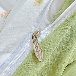 Kimko Washable Cotton Floral Duvet Cover Set,Vintage Flower Reversible Bedding Set with Zipper Closure,Gentle,Soft,Cozy and Breathable 【3Pcs:1 Duvet Cover+2 Pillowcase】 (# 005, Full-71''X87'')