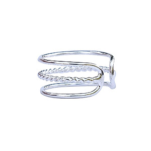 Handmade Silver Triple Band Adjustable Toe Ring, 925 Sterling Silver, Classic 3 Row Dainty Open Toe, Pinky or Knuckle Rings for Women, By MiYa Jewelry Creations