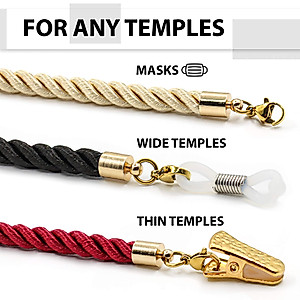 SIGONNA Glasses Strap String Holder Cord - Terylene Eyeglasses Strap Holders - Eye Glasses Accessory Chain - Eyeglass Chains for Women Men - Glasses Lanyard Around Neck - 3 Pcs (Gold)