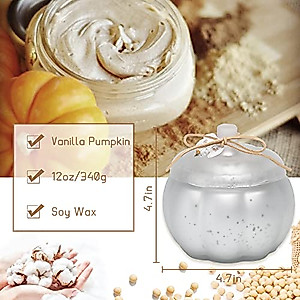 Vanilla Pumpkin Candle, White Pumpkin Shaped Candle, 12oz Fall Candle for Home Scented Autumn