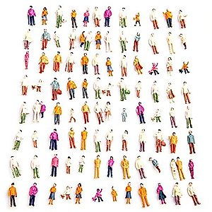 1:100 HO Scale Models People Set, Airlxf 100PCS DIY Resin Scale Figures Tiny People Sitting Mixed Painted Model People Colorful Seated Standing People Train Park Street Passengers Sitting Pose