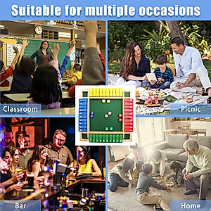 Shut The Box Dice Game-12 in Colorful Design 1-4 Players-10 Dice-Gift Package, Wooden Board Table Math Games for Adults Kids, Classics Tabletop Version and Pub Board Game