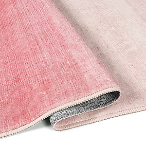 Wonnitar Washable 3x5 Area Rug,Pink Rugs for Girls Bedroom,Contemporary Ombre Nursery Soft Mat for Baby Girl,Modern Non-Skid Faux Wool Indoor Carpet for Bathroom Dorm Bedside
