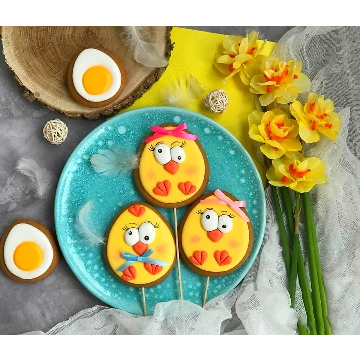 Pieces Easter Cookie Cutters, 3.54" 3.35" 3.2" Egg Cute Bunny Rabbite Shapes Cookie Cutters Stain Steel Sets Holiday Themed Party Supplies