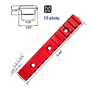 Gotical 13 Slots Picatinny Rail keymod Lightweight Aluminum Red Rail for Handguard System with Allen Wrench - 2 Pieces (Red)