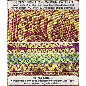 FinalNest Bohemian Tribal Throws Blankets Reversible Colorful Red Blue Boho Hippie Chenille Jacquard Fabric Throw Covers Large Couch Furniture Sofa Chair Loveseat Recliner Oversized (Red,L:102x87)