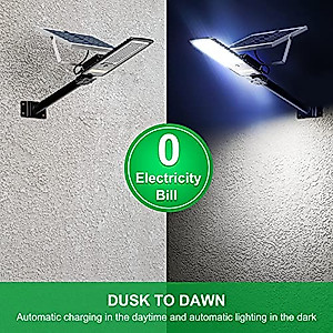 Engrepo Solar Street Lights Outdoor 84 LEDs Security Solar Flood Light 6000K Bright White Floodlights Auto On/Off Dusk to Dawn with Remote Control for Yard, Garden, Street, Basketball Court