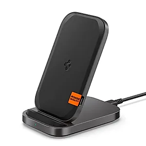 Spigen [Designed for Samsung] Qi True 15W Super Fast Wireless Charger Stand for Samsung Galaxy S23 Plus Ultra Z Fold Flip 4 3 S22 Note 20 S21 S20 S10 S10e Note 10 and More [No Adapter Included]
