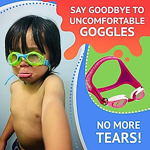 Frogglez Pain-Free Swim Goggles for Kids Under 10 (Ages 3-10), No Hair Pulling, Recommended by Olympic Swimmers