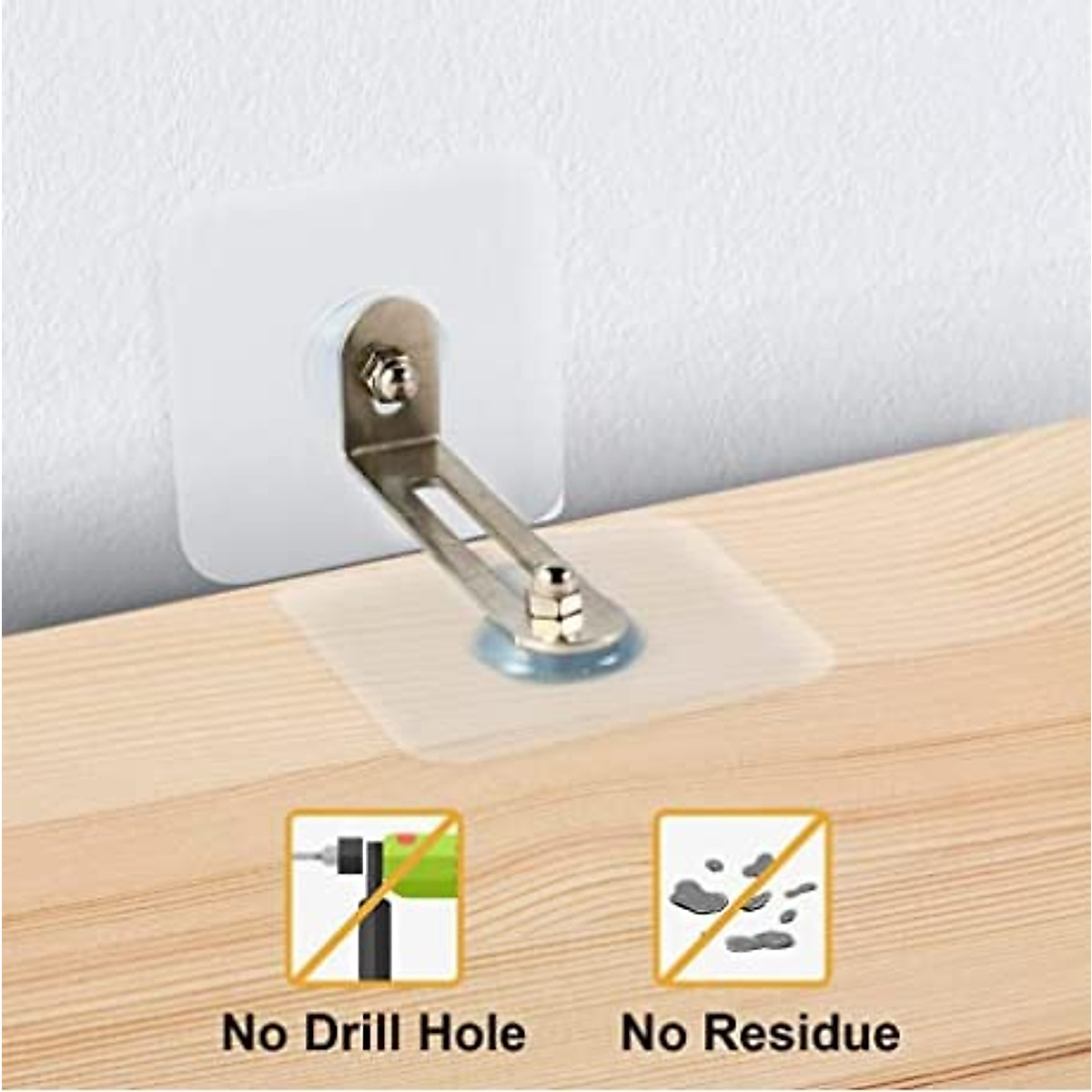 Furniture Anchors Wall Anchors, Anti Tip Furniture Anchors No Drill, Adhesive Furniture Wall Anchors for Baby Proofing - Secure Cabinet Bookcase Dresser Shelf Wall, No Screw, 6 Pairs