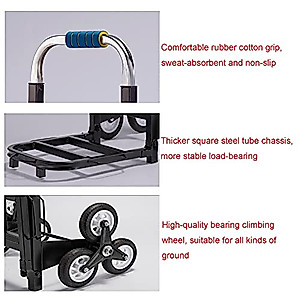 Generic Hand Trucks Heavy-Duty Steel Stair Climbing Cart, Folding Hand Truck, Multifunctional Trolley, 6-Wheel Solid Rubber Wheel Transport Cart, 100kg Load Capacity