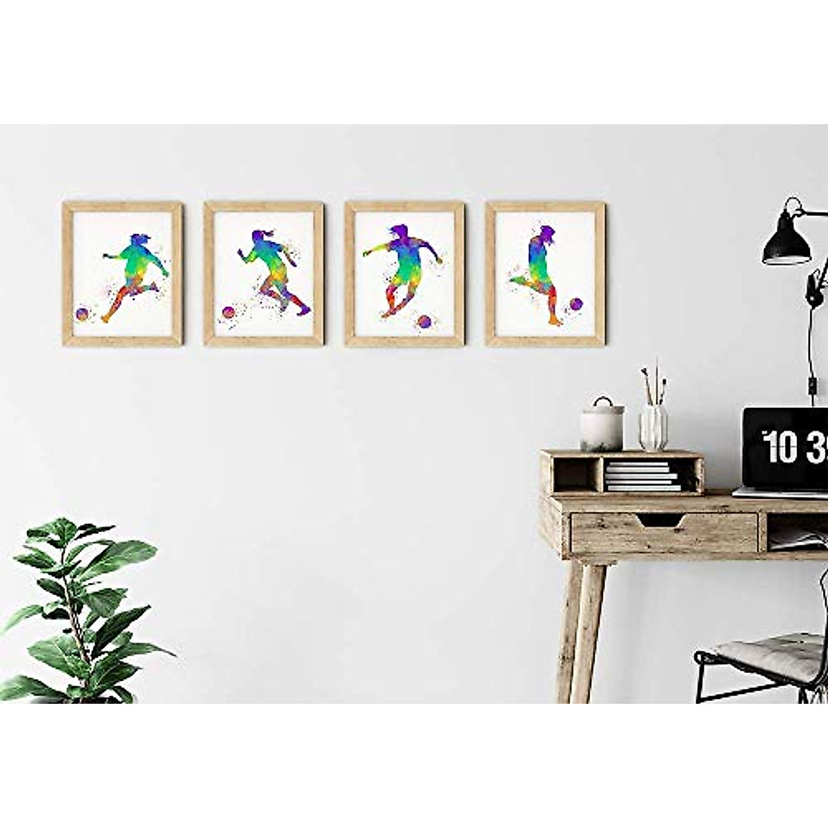Female Soccer Player Sport Abstract Wall Art Print 8x10, Set of 4, Teen Girl Bedroom, Club Locker Room, Dorm Room Decor, Ideal for Football, Coach and Fan