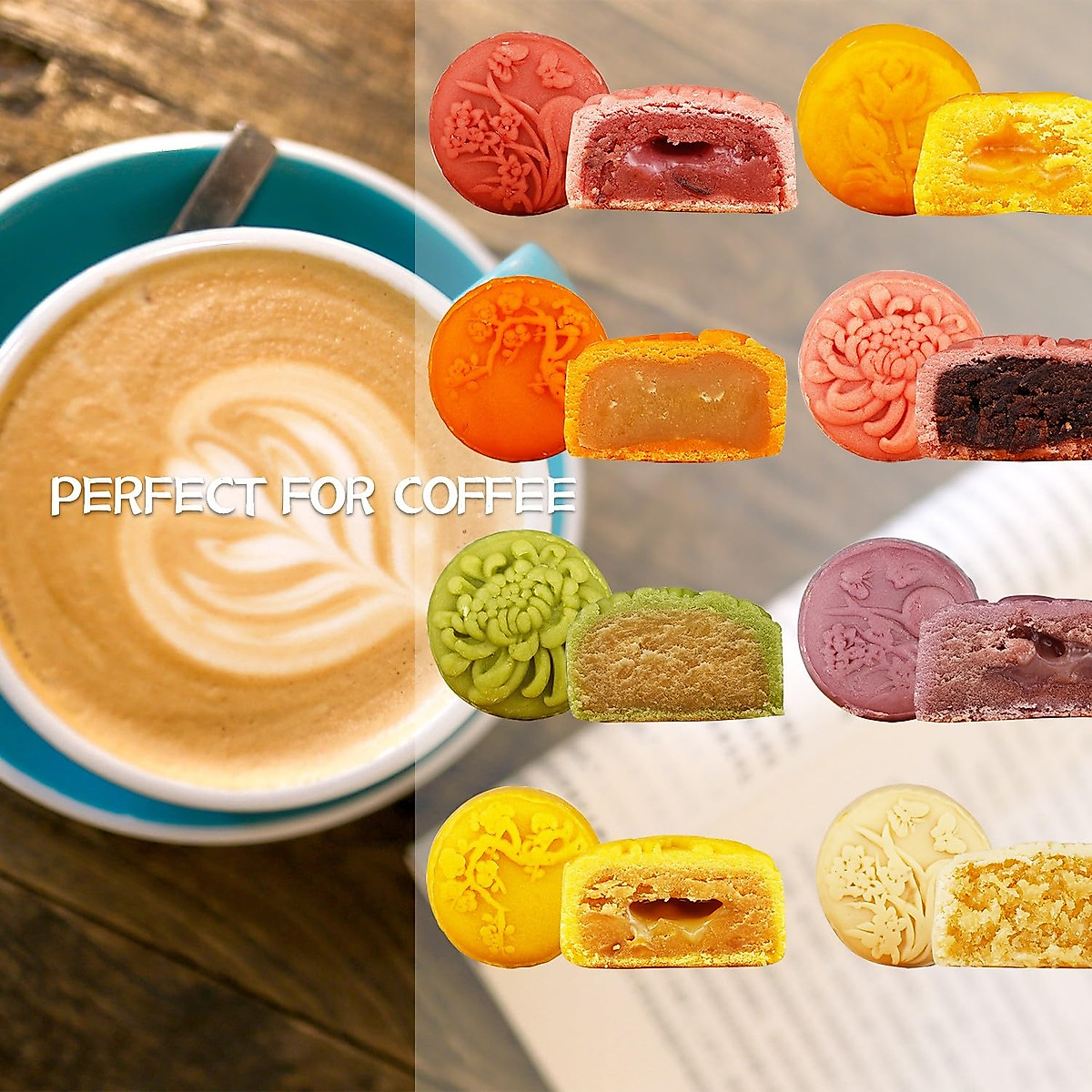 ONETANG Assorted Lava Mooncakes, 流心月饼, 8种口味, Mid-Autumn Festival Mix Lave Cakes, 2023 Freshly Baked, Mid-Autumn Festival, Family Gifts, Hui Jia 回家, 14.1oz (400 g)