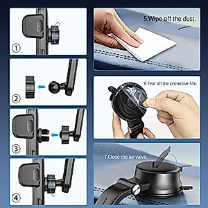 Wustentre Suction Cup Car Phone Holder Mount, Phone Mount for Car Windshield Dashboard Window, 2 in 1 Air Vent Suction Cup Phone Holder for iPhone 14 Pro Max/Pro/Plus, Galaxy Z Fold 4/Flip 4/S22 Ultra