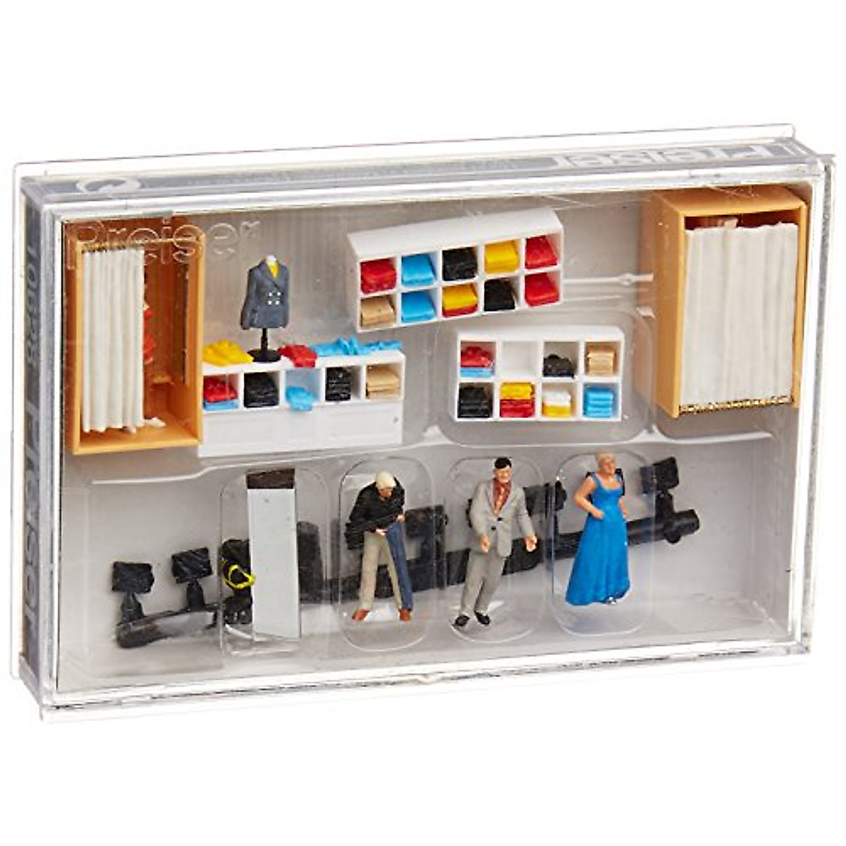 Preiser 10628 Trying On Clothes Clothing Shop Interior HO Model Figure