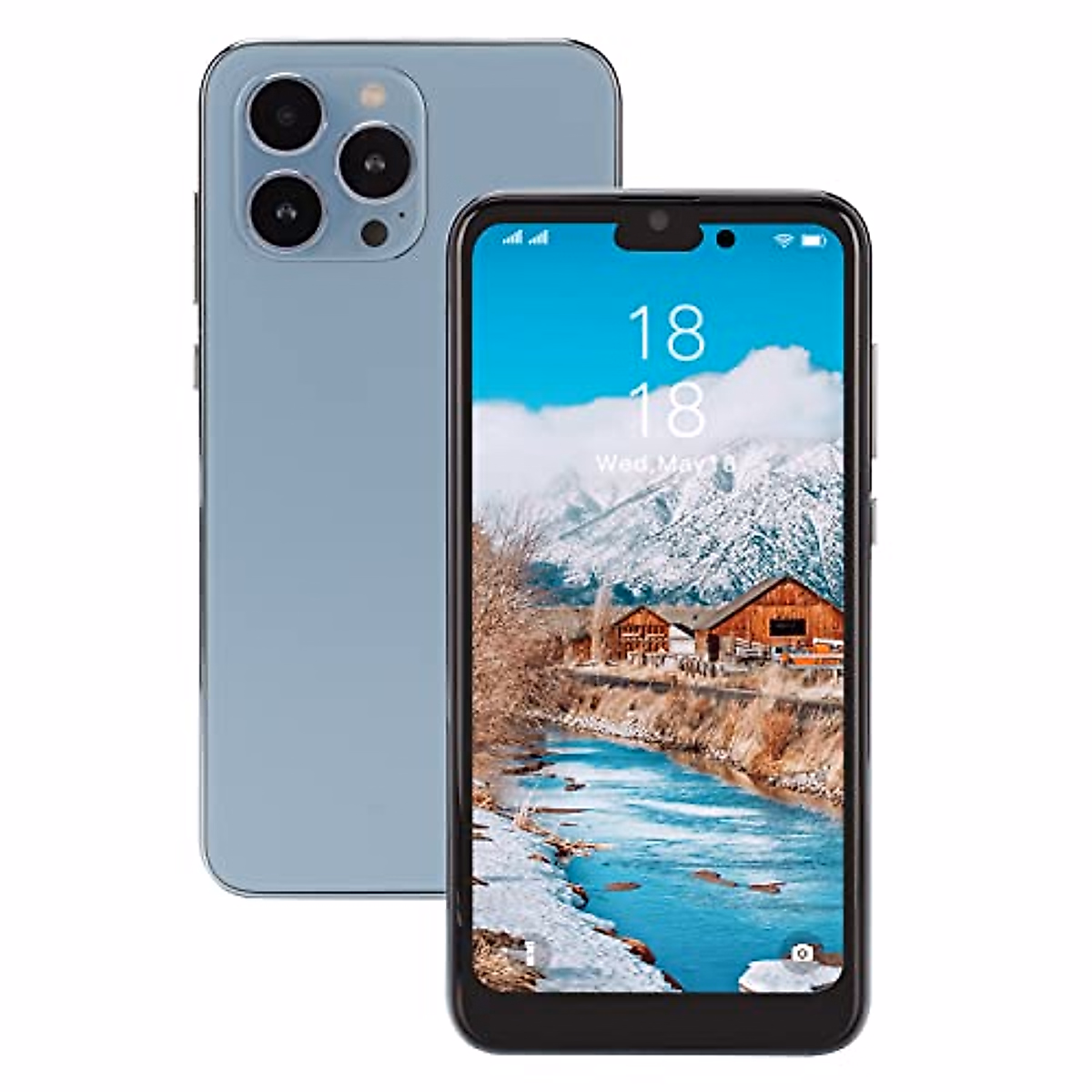 I14proMax Unlocked Cell Phone, 6.3in HD Screen Smartphone, Dual Sim 4G Mobile Phone, 6+128G, 8MP + 16MP, 4000mAh, Face ID, BT, FM, WiFi, for Android12,Blue