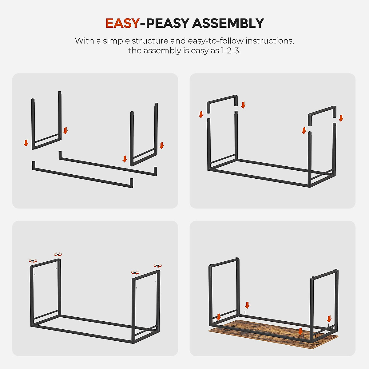 VASAGLE Computer Desk, Office Desk with 8 Hooks, for Study, Home Office, Easy Assembly, Steel Frame, Industrial, 39.4 x 19.7 x 29.5 Inches, Rustic Brown and Black ULWD045B01