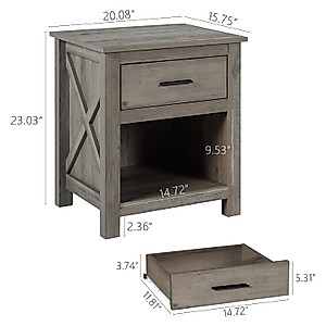 LTMEUTY Wooden Bedroom Set - 3 Pieces Dresser and Night Stands with Drawers, Bedroom Storage Chest of Drawers, Farmhouse Style Bedroom Furniture, Grey