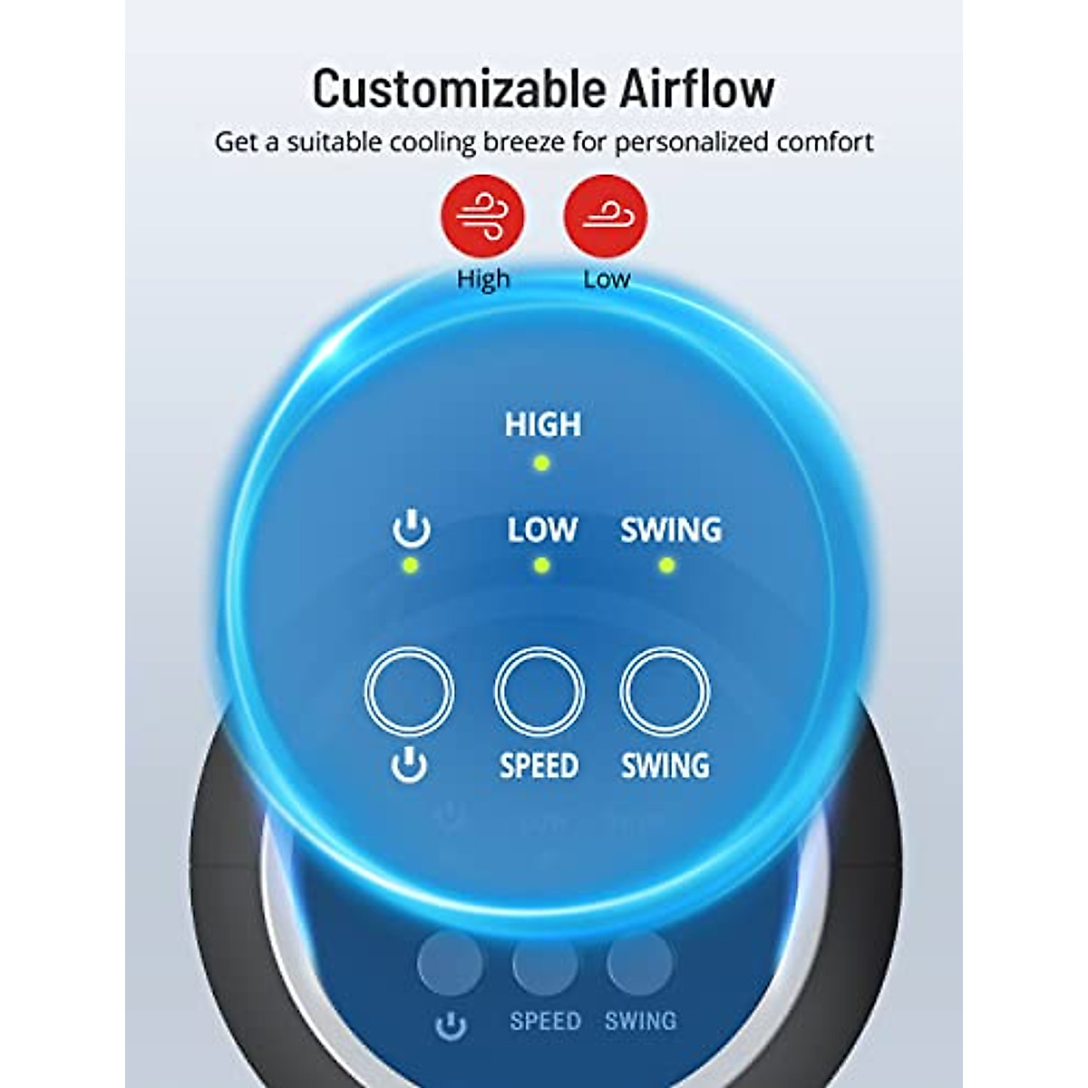 PARIS RHÔNE Desk Fan, 75° Oscillating Tower Fan with 2 Speeds, Quiet Cooling Table Fan, 12’’ Portable Corded Small Fan, Bladeless Fan for Bedroom Home Office Desktop, Black, 9 Inch