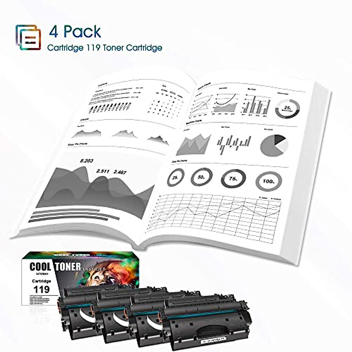 Cool Toner Compatible Toner Cartridge Replacement for Canon 119 119II Toner for Canon ImageClass MF6160dw MF414dw MF5950dw MF5880dn MF5850dn MF416dw LBP253dw LBP6300dn MF5960dn Printer (Black, 4-Pack)