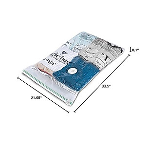 MagicBag Smart Design Instant Space Saver Storage - Flat Large - Set of 6 Bags Total - Airtight Double Zipper - Vacuum Seal - Clothing, Pillows - Home Organization