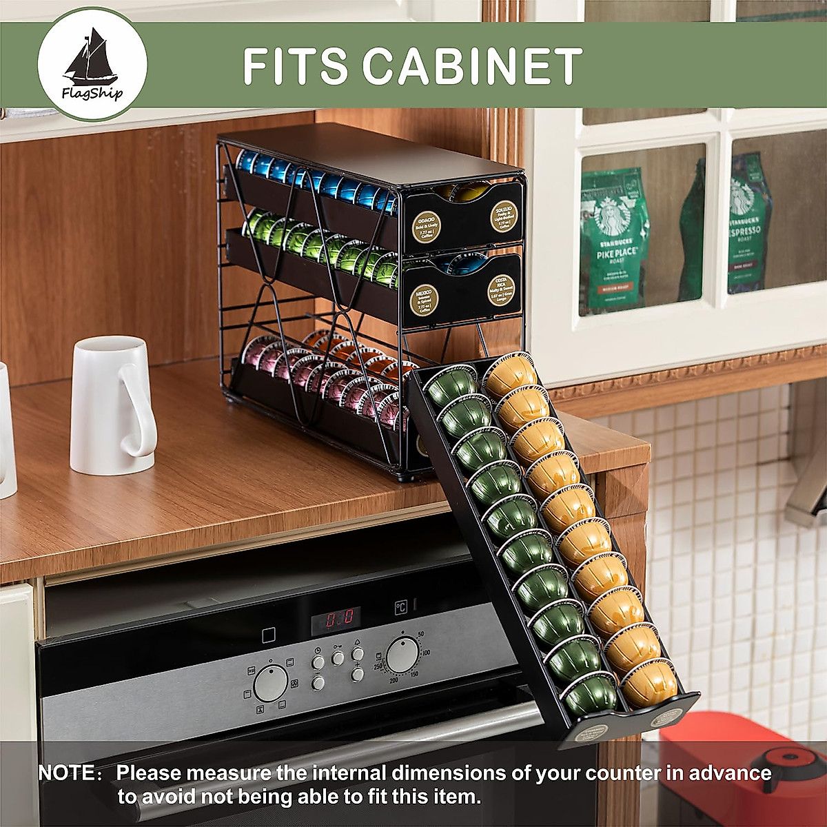 Flagship for Nespresso Pod Holder Drawer Large Mullti Tier Coffee Pod Holder Vertuo (4 Tier (80Pods))