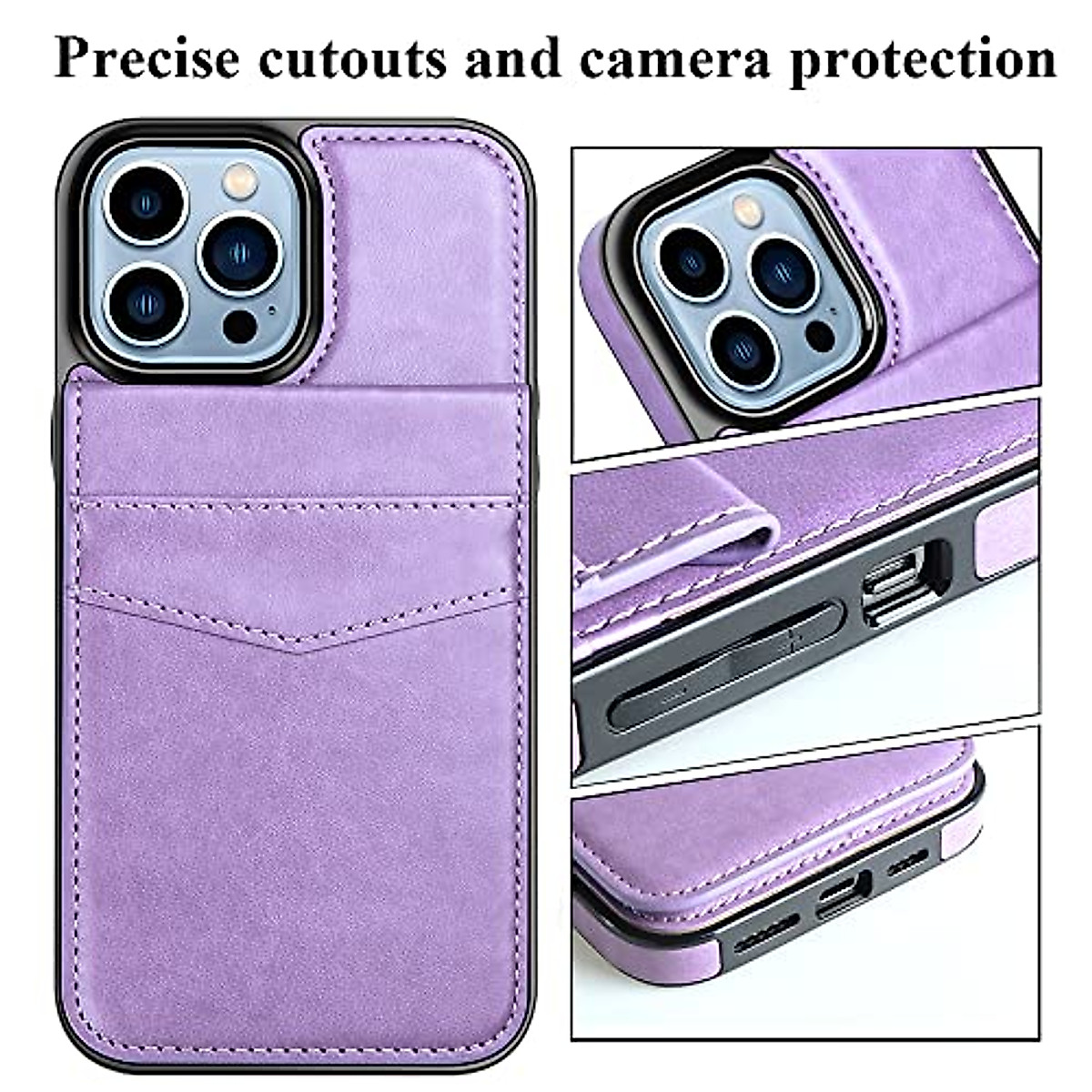 LakiBeibi Phone Case for iPhone 14 Pro Max Dual Layer Premium Leather Case for iPhone 14 Pro Max Wallet Case with Card Holders Flip Case Protective Case for iPhone 14 Pro Max 6.7 Inches,Purple