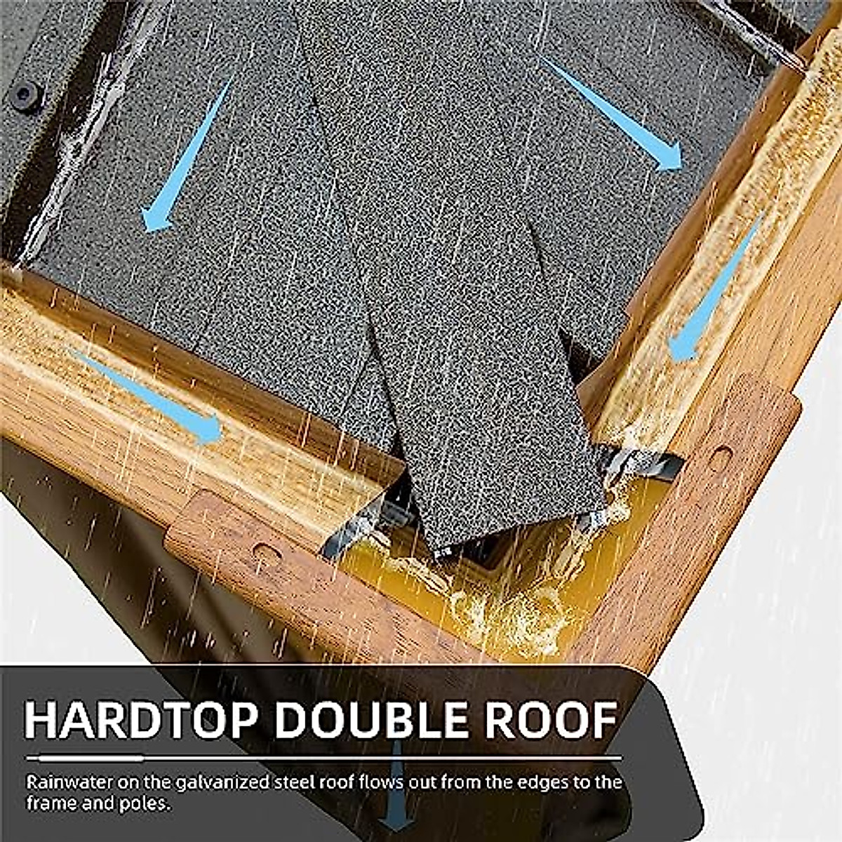 Evedy Gazebo 12x12, Hardtop Gazebo, Wooden Coated Aluminum Frame Canopy with Galvanized Steel Double Roof, Netting and Curtains Included, for Patio, Deck and Lawn