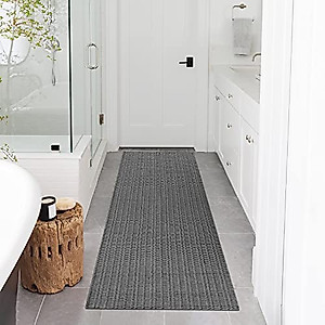 IOHOUZE Boho Kitchen Runner Rug -2'x6' Cotton Woven Indoor Outdoor Carpet Rugs Mats,Dark Grey Runners for Hallways, Machine Washable Runner Rug for Kitchen Bedroom Living Room Laundry Entryway