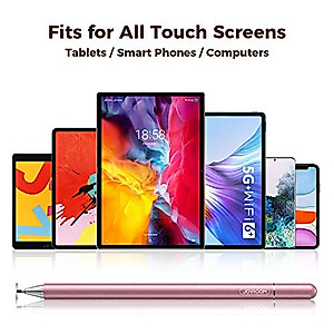 joyroom Capacitive Stylus Pen for Touch Screens, Disc Tip and High Sensitivity, with Replacement Tips & Palm Rejection Glove, for Kid Student Drawing, for Apple/iPhone/iPad/Tablet/Samsung (Pink)…