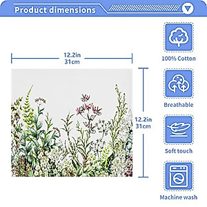 Kigai Bunny Rabbit Flower Wash Cloth Set of 6, 12 x 12 Inch Cotton Baby Washcloths Highly Absorbent and Soft Feel Fingertip Towels Face Towels for Bathroom, Gym, Spa