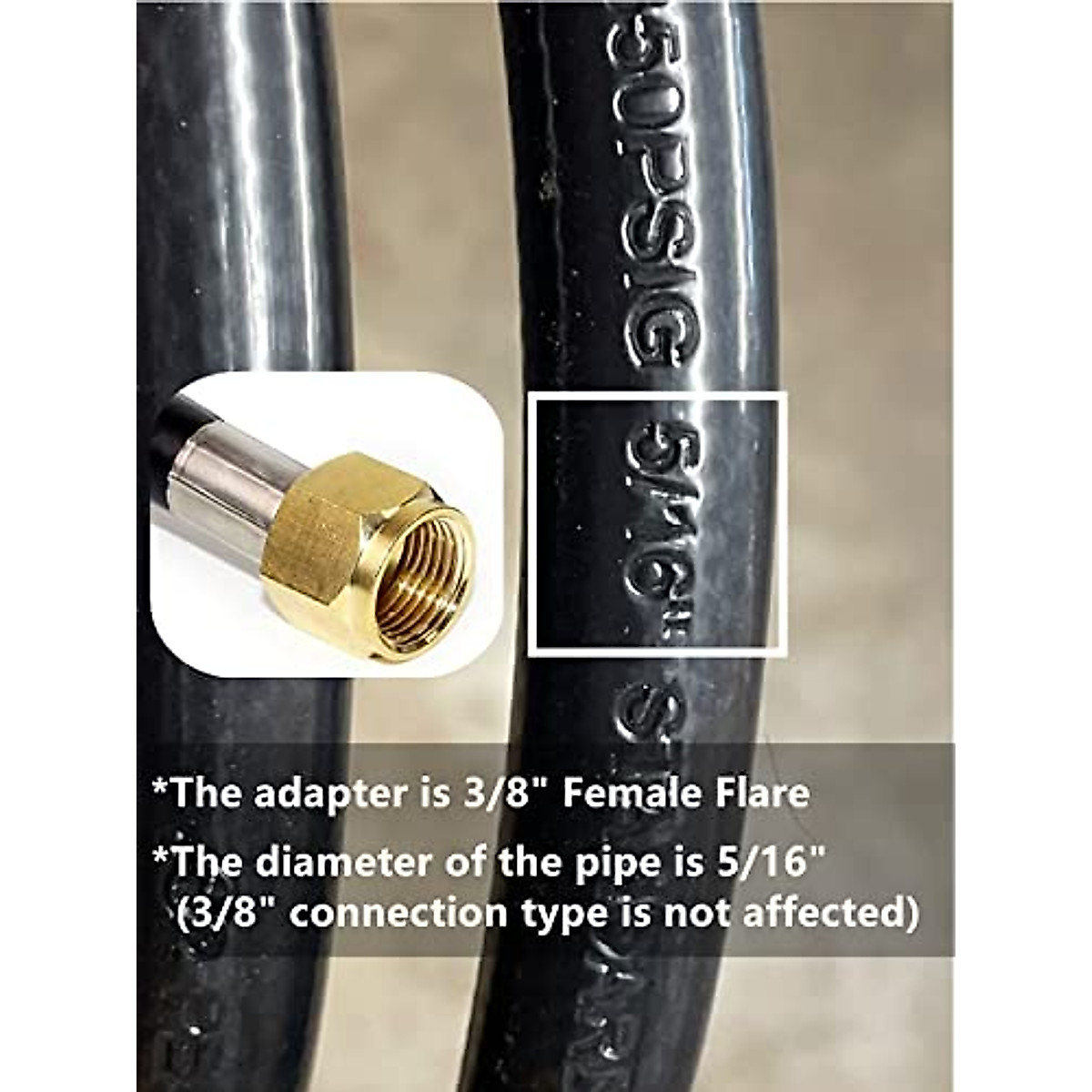 DOZYANT 18 Feet Propane Hose Extension with 3/8" Female Flare on Both Ends, Flexible Propane Gas Line Pipe for RV, BBQ Grill, Propane Tank, Heater and More