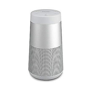 Bose SoundLink Revolve (Series II) Portable Bluetooth Speaker – Wireless Water-Resistant Speaker with 360° Sound, Silver & SoundLink Revolve Charging Cradle Black