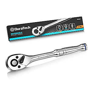 DURATECH 3/8-Inch Drive Ratchet, Quick-Release Ratchet Wrench, 72-Tooth, Reversible Switch, Full-Polished Chrome Plating, Alloy Steel