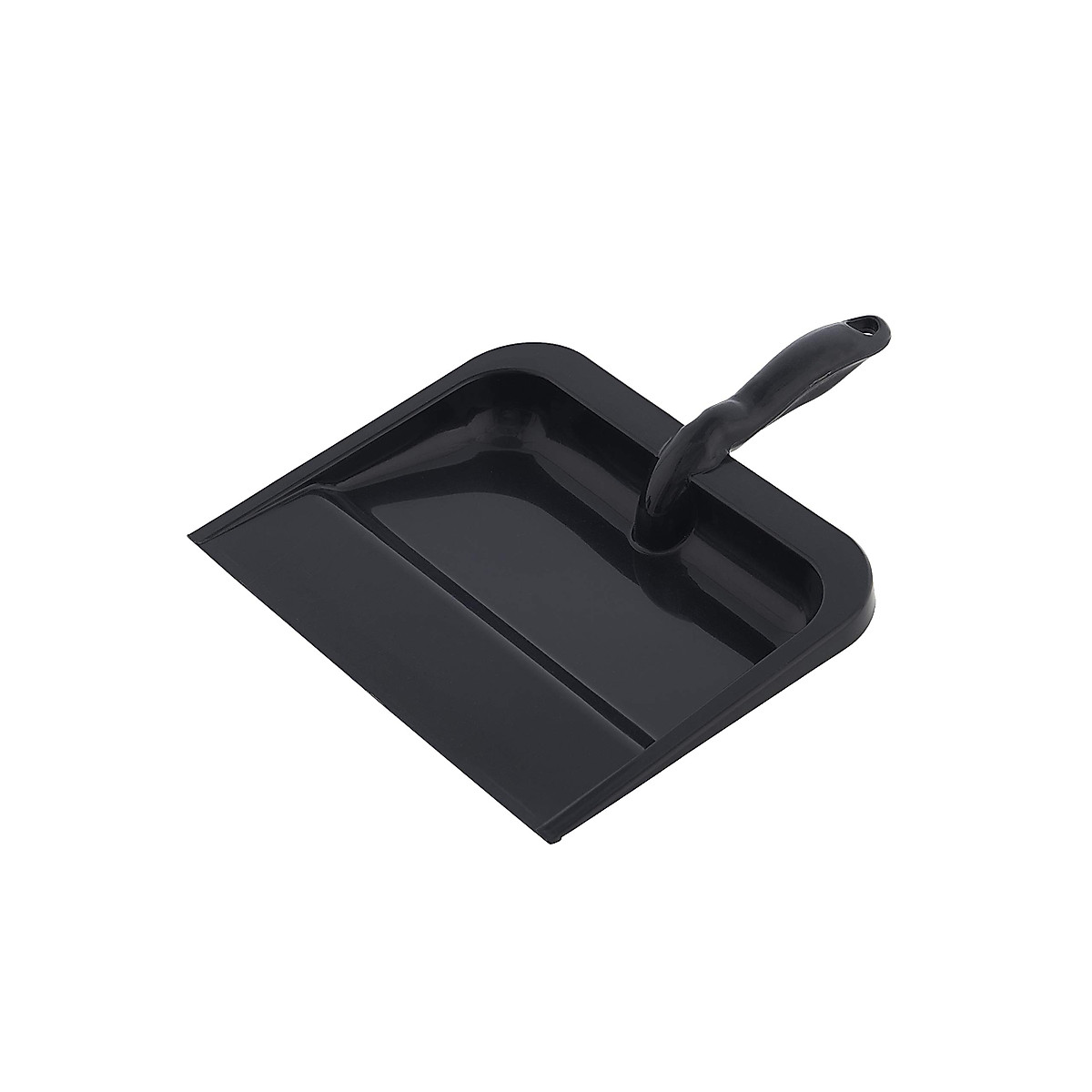 Superio Heavy Duty Plastic Dustpan with Comfort Grip Handle Black, Durable, Lightweight Multi Surface Dust Pan Easy Broom Sweeping, 10 inches Wide, 1-Pack