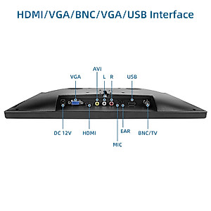 Prechen 15.6 inch Small PC Monitor HDMI Monitor 1366x768 LED Monitor Support HDMI VGA AV BNC USB Intput, for Fire Stick, Mini Monitor Computer Monitor, Built-in Speaker